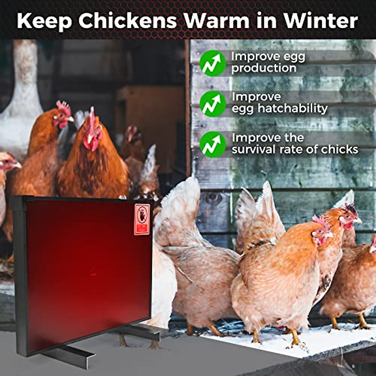 Chicken Coop Heater, Radiant Heat Chicken Heater Heating Panel Chicken Coop Accessories, Heat Warmer for Chicks Dogs Cats Pets Animals