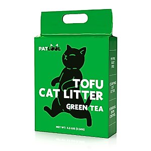 PATLOOL Clumping Cat Litter, Tofu Cat Litter, Superior Odor Control Kitty Litter, 99.9% Dust Free, Flushable, Low Tracking, Ultra Absorbent, Natural Ingredients, Easy Clean-Up, Green Tea Scent