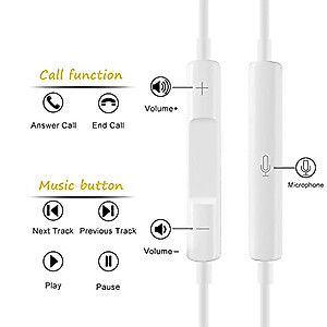 MFi Certified Earphone Wired Lightning Headphones Apple in-Ear Earbuds with Microphone Controller Compatible with iPhone 13/13pro/12 11 Pro Max XS Max XR and More Devices