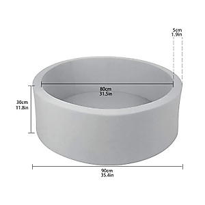 TRENDBOX Foam Ball Pit, 36" x 12" Indoor Soft Round Ball Pool Playpen (No Balls) Ideal Gift Toy for Kids and Toddler Children - Light Gray