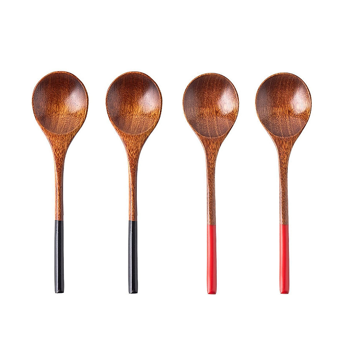 Cooking Spoons 4 Pcs Creative Japanese Style Wooden Spoon Teaspoons Handmade Wood Iced Tea Spoons Small Stirring Spoon Espresso Mixing Spoons Table Spoons