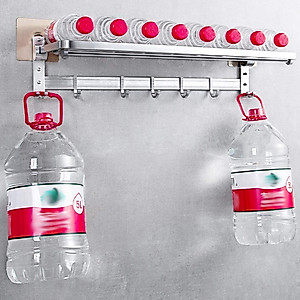 Bathroom Towel Rack,Hanging Over The Kitchen Cupboard Door,with Double Towel Bars and Multiple Hooks,Solid Aluminum Alloy Matte Finish(Towel Rack only)