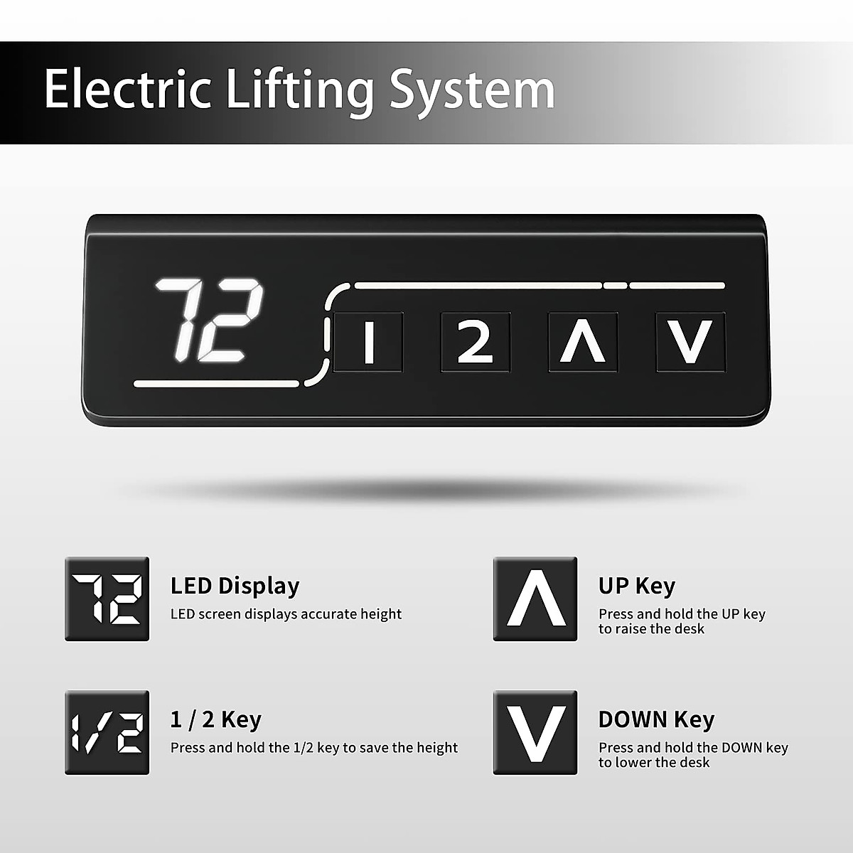 JUMMICO Standing Desk 48" Inches Electric Adjustable Desk Large Sit Stand Desk Home Office Computer Desk Memory Preset with T-Shaped Black Metal Bracket, Black