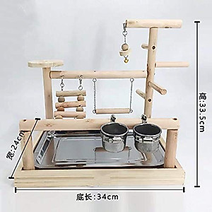NAPURAL Parrots Playstand Bird Playground Wood Perch Gym Stand Playpen Ladder with Toys Exercise Playgym with Feeder Cups Toys Exercise Play