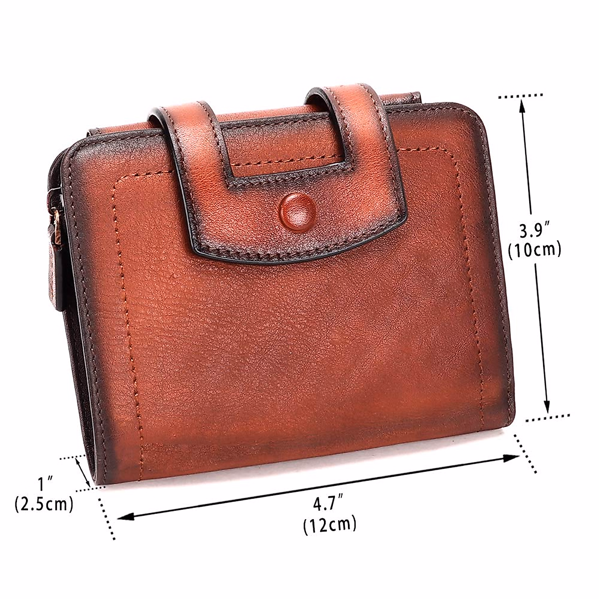 Genuine Leather Short Wallets for Women RFID Blocking Vintage Handmade Soft Purse Small Clutch Money Clip (Coffee)