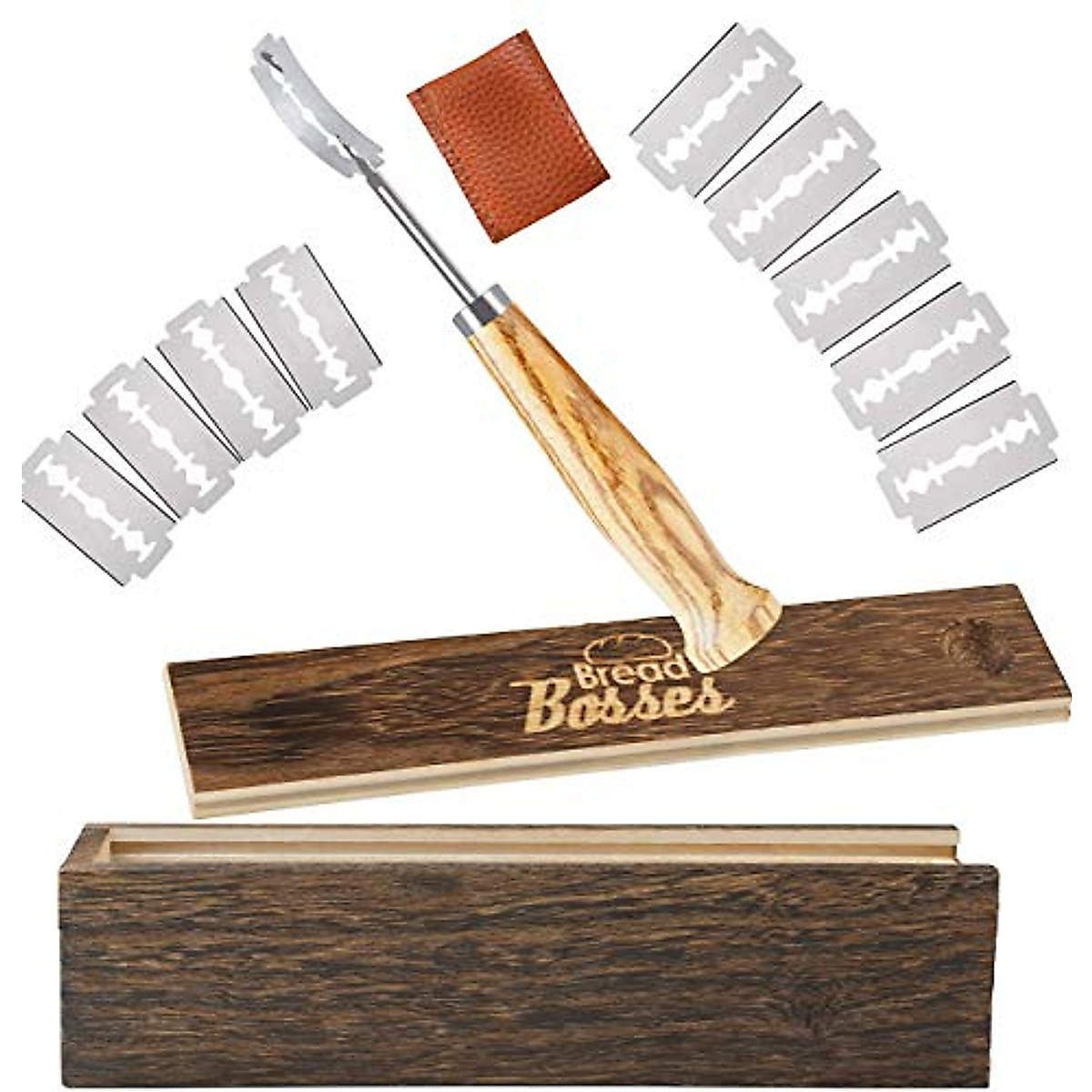 Bread Bosses 9 Inch Banneton Proofing Basket and Bread Bakers Lame Slashing Tool - Great as a Gift