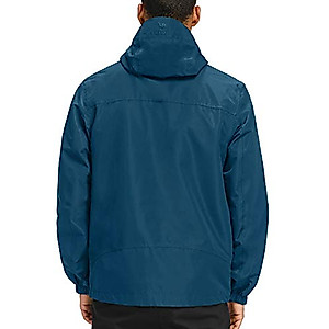 CAMEL CROWN Men's Waterproof Shell Jacket Windbreaker Hooded Rain Coat for Outdoor Hiking Climbing Traveling Blue XL