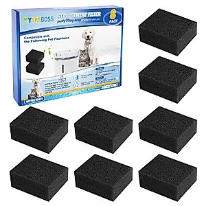 MyfatBOSS 8 Packs Pre-Filter Sponges, Water Pump Filter for WF20/CF20 68oz/2L Cat Water Fountain Wireless Pump Sponges