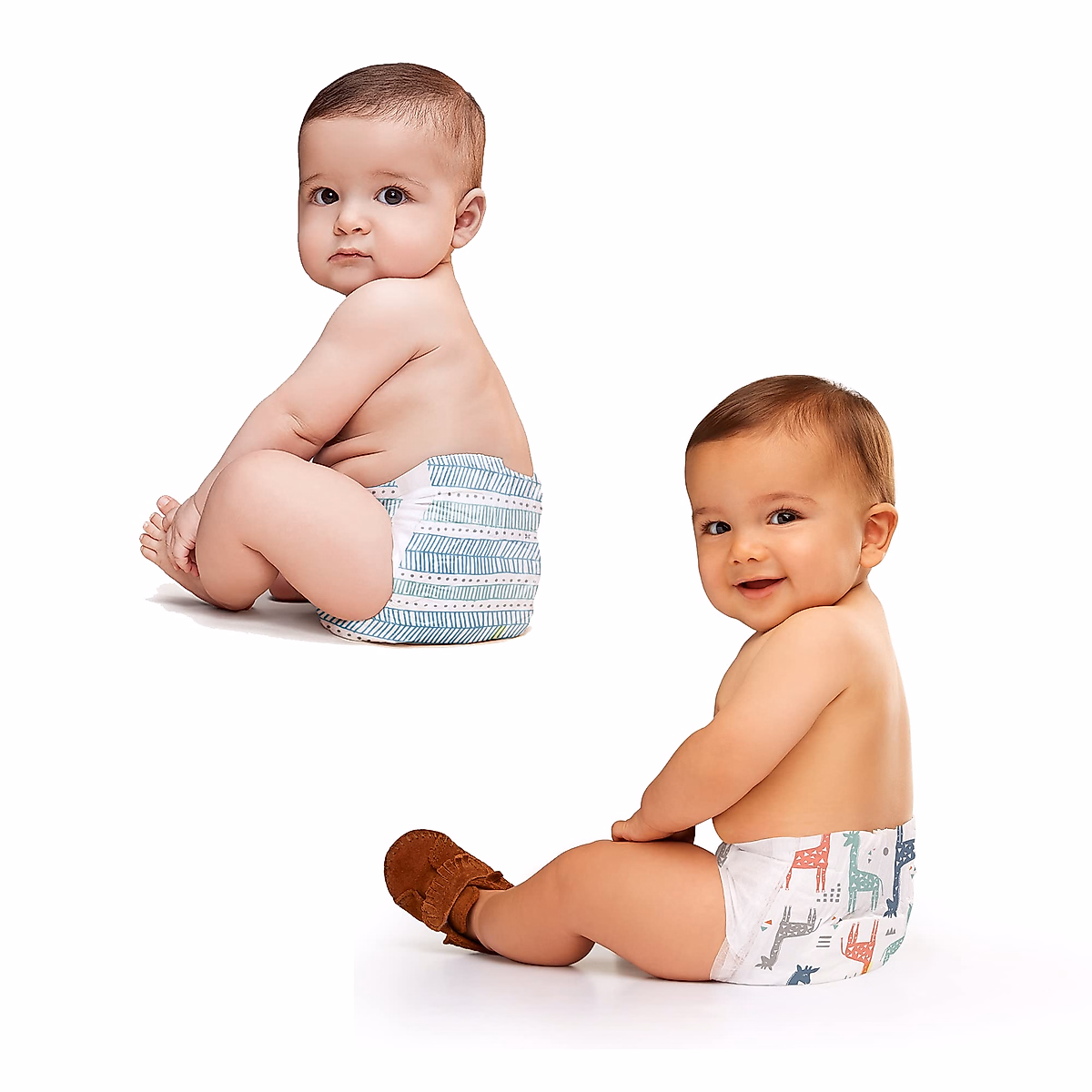 The Honest Company Clean Conscious Diapers | Plant-Based, Sustainable | Dots & Dashes + Multi-Colored Giraffes | Club Box, Size 1 (8-14 lbs), 80 Count