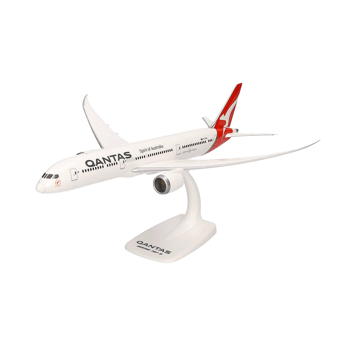 Herpa Snap-fit Airplane Model Boeing 787-9 Dreamliner Qantas on Scale of 1:200, Plastic Miniature with pedastal, Model Building, Collectors Edition