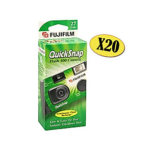 Fujifilm QuickSnap Flash 400 Disposable 35mm Camera 20 Pack Bonus Hand Strap Microfiber Cloth