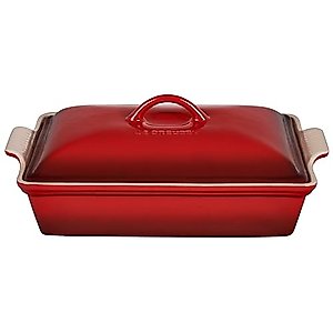 Le Creuset Stoneware Heritage Covered Rectangular Casserole, 4 qt. (12" x 9"), Cerise