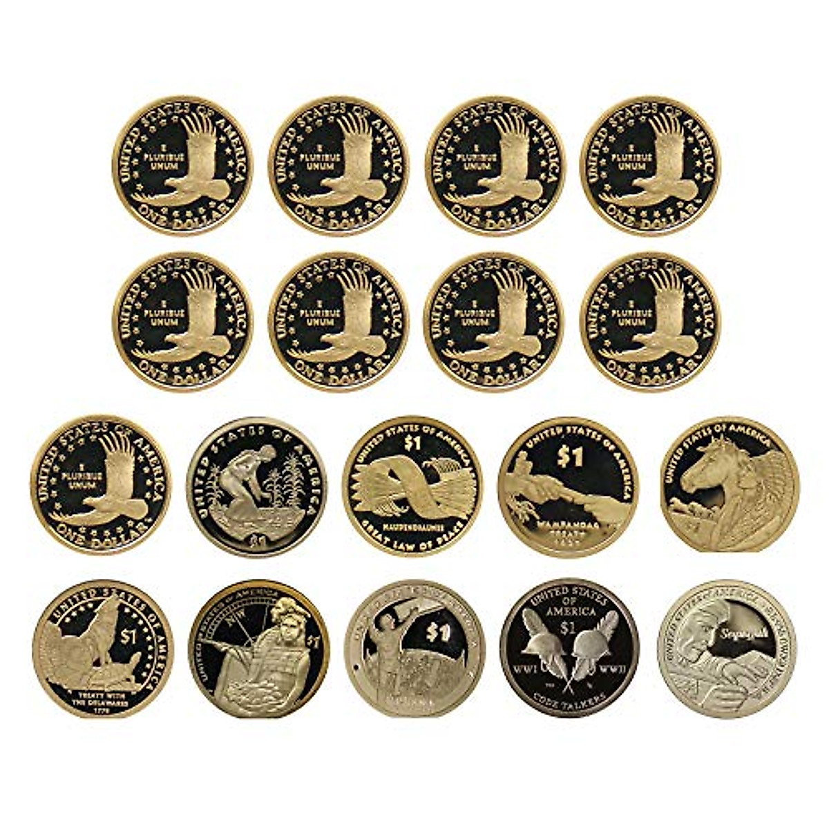 2000 S -2017 Native American Sacagawea Proof Dollar Run 18 Coin Set Gen Deep Cameo