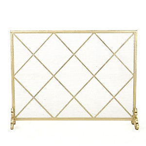 Christopher Knight Home Howell Single Panel Iron Fireplace Screen, Gold