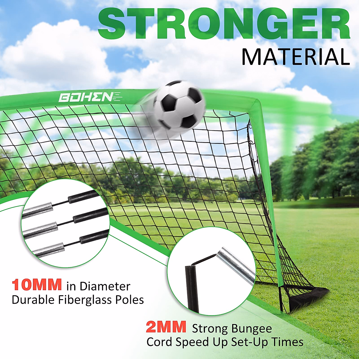 BOHEN Portable Soccer Goal for Kids - 6x4FT Foldable Soccer Net for Backyard Indoor Outdoor with Carrying Bag & Target Gate for Easy Storage and Transportation(6x4FT, 1 Piece, Green)