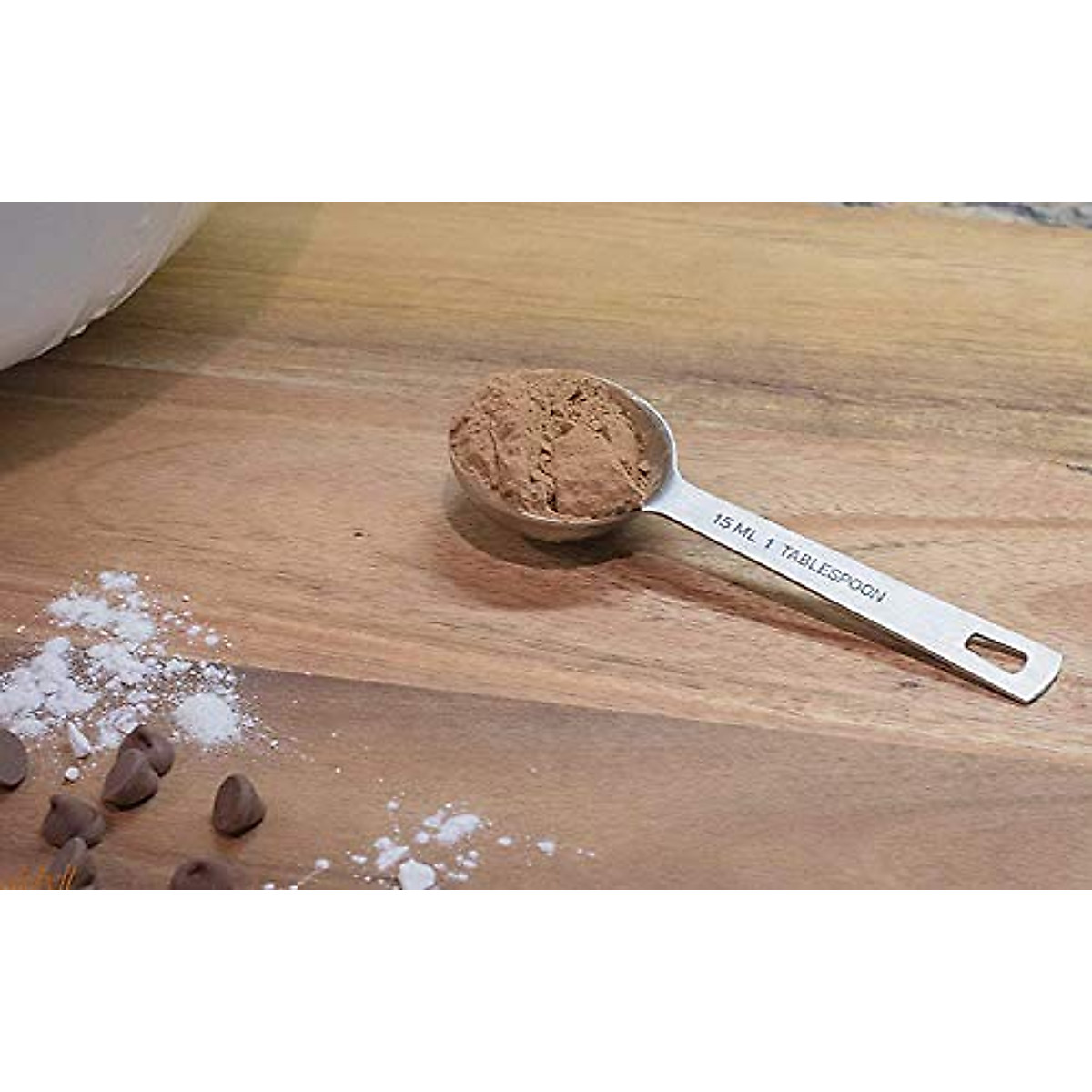 MEKBOK Magnetic Measuring Spoons Set, Dual Sided, Stainless Steel, Fits in Spice Jars, Black, Set of 8