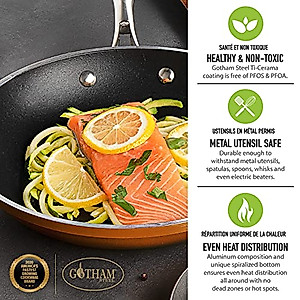 Gotham Steel 10-inch Nonstick Fry Pan Skillet with Ultra Durable Mineral and Diamond Triple Coated 100% PFOA Free, Skillet with Stay Cool Stainless-Steel Handle, Oven & Dishwasher Safe, As Seen on TV