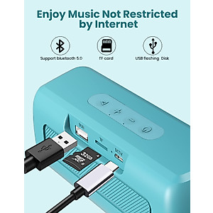 LENRUE Bluetooth Speaker,Wireless Portable Speakers with TWS, 16H Playtime,Loud Clear Sound for Home,Travel and Outdoor,Handfree Calls Compatible with for iPhone (Powder Blue)