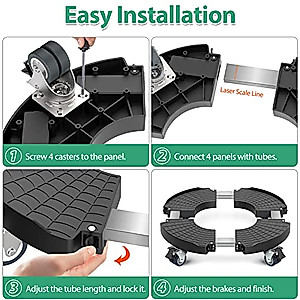 VANCASTLE Plant Caddy with Wheels, 15-22 Inch Adjustable Rolling Plant Stand Indoor Outdoor, Large Plant Cart Dolly with Casters for Flower Pot Garden Pot Mover, Black, 1 Pack