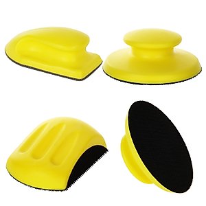 MIVIDE 4 PCS 5 inch Hook and Loop Hand Sanding Block, Round Mouse-Shaped Nano Gray Bottom for 5 Inch Hook and Loop Discs Ideal for Woodworking, Furniture Restoration, Automotive Body Arts and Crafts