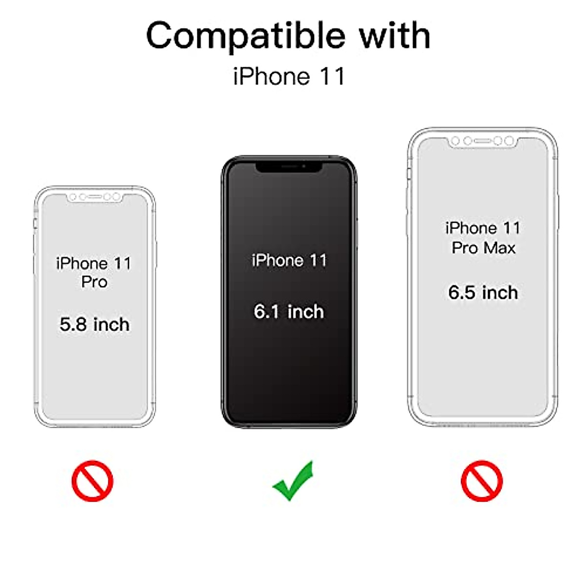 JETech Case for iPhone 11 6.1 Inch with Built-in Screen Protector Anti-Scratch, 360 Degree Full Body Rugged Phone Cover Clear Back (Black)