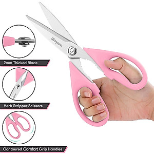 Gifts for Women, Mom, Wife, Girlfriend, Sister, Her - Happy Birthday, Easter, Valentine's Day, Mothers Day Gifts, iBayam Kitchen Scissors Heavy Duty Meat Poultry Shears Dishwasher Safe, Pink Stuff