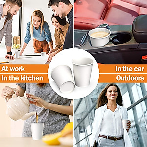 Lakesstory 50 Pack 9 oz White Disposable Paper Coffee Cups with Lid - Hot/Cold Beverages - Home Use - Microwave Safe - Compostable