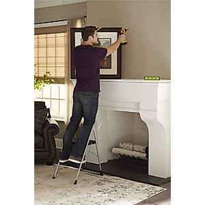 COSCO 11308PBL1E Two Step Big Step Folding Step Stool with Rubber Hand Grip, Gray