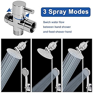 NearMoon Filtered Shower Head, High Pressure 8″Round Rain Shower Head and 5 settings Handheld Shower Filter Combo with Self-adhesive Holder/1.5M Hose -1 Replaceable Filter Cartridge (Chrome Finish)