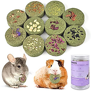 ERKOON 100% Edible Premium Timothy Hay Chew A Blocks for Rabbits, Chinchilla Treats, Chew Toys for Teeth Guinea Pigs and Mice