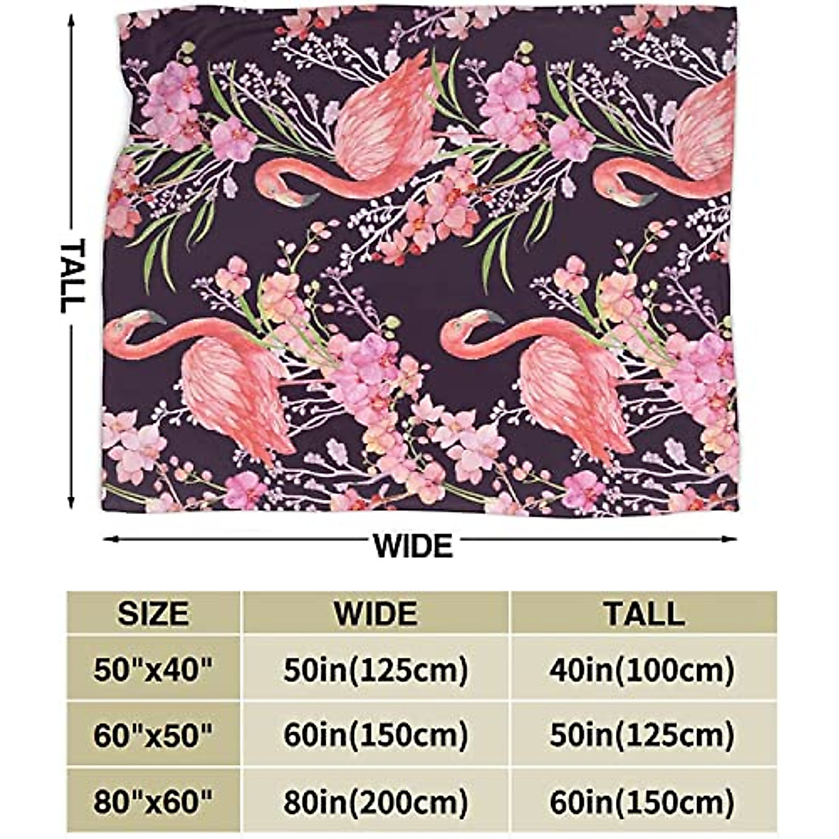 Gbuzozie Fleece Blanket Tropical Pink Flamingos Palm Leaves Lightweight Ultra-Soft Micro Throw Blanket for Sofa Couch Bed Camping Travel - Super Soft Cozy Microfiber Blanket 80"X60"