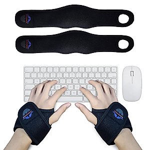 EXPOPROX-Wearable Wrist Rest Pads, 2 Pc. Set, Ergonomic Mouse and Keyboard Support Cushions to Reduce Joint Stress, Tension, and Carpal Tunnel Pain, Adjustable Fit with Padded Comfort