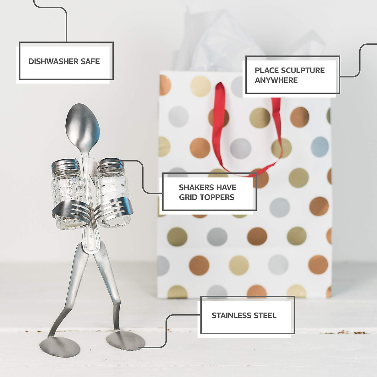 Forked Up Art S01 Spoon Salt and Pepper Stand Table Topper