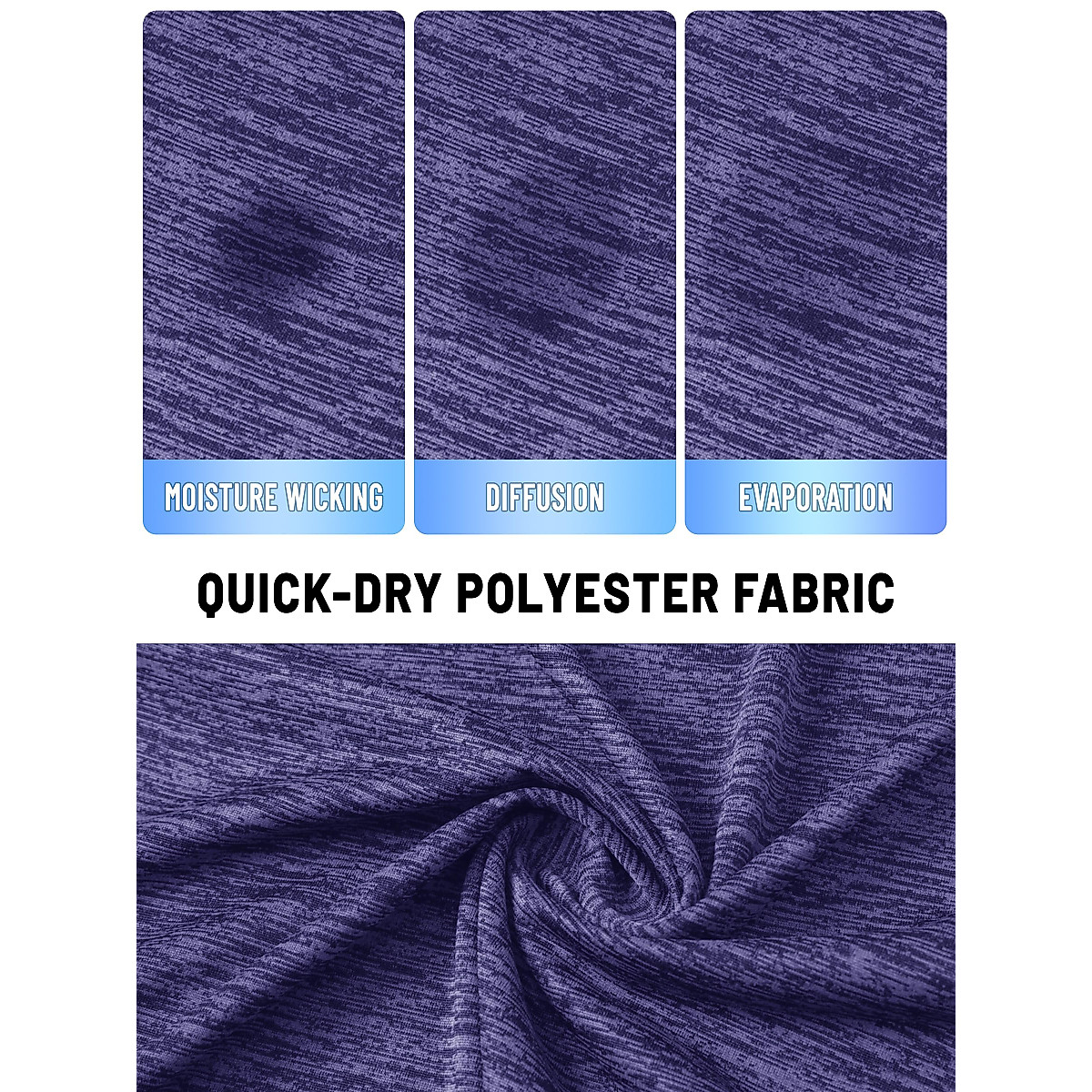 TACVASEN Purple Athletic Shirts for Men - Short Sleeve Dry Fit Workout Running Gym Quick Dry Polyester Shirts