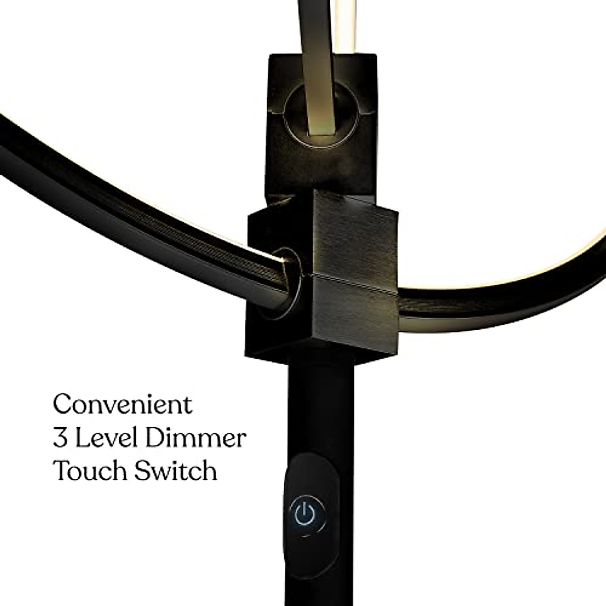 Brightech Eclipse Dimmable LED Floor Lamp, Modern Torchiere Floor Lamp for Living Rooms & Offices – Super Bright Tall Lamp with Dimmable Options for Reading, Standing Lamp Living Room Décor - Black