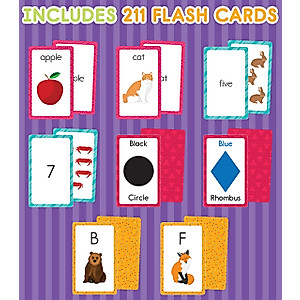 Carson Dellosa Toddler Flash Cards 4 Pack, Alphabet Flash Cards, Sight Word Flash Cards, Colors & Shapes Flash Cards, Number Flash Cards, Math & Phonics Kindergarten - Preschool Learning Activities 4+