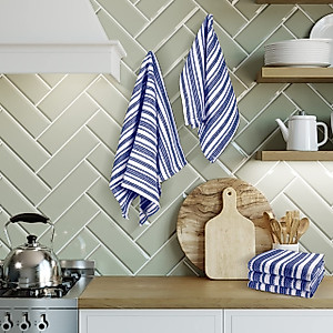 LFH Home Reusable Cotton Kitchen Dish Towels Bar Towels Tea Towels - Highly Absorbent Premium Quality Towels for Kitchen Counter Washing Drying Dishes and Household Items -18x28 Inch - Navy