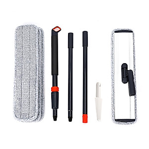 18 Professional Microfiber Mop Large Flat Mops for Floor Cleaning 4 Reusable Washable mop Pads Hardwood Cleaning System Wet and Dust Mop with 61in Long Stainless Steel Handle