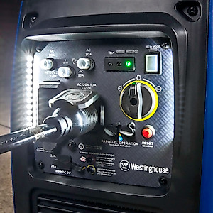 Westinghouse Outdoor Power Equipment 3700 Peak Watt Super Quiet Portable Inverter Generator, Wheel & Handle Kit, RV Ready 30A Outlet, Gas Powered, CO Sensor, Parallel Cord Included