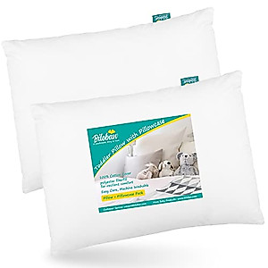 Baby Toddler Pillow 2 Pack with Pillowcase (13 x 18), Baby Toddler Pillows for Sleeping, Machine Washable Soft Travel Pillow