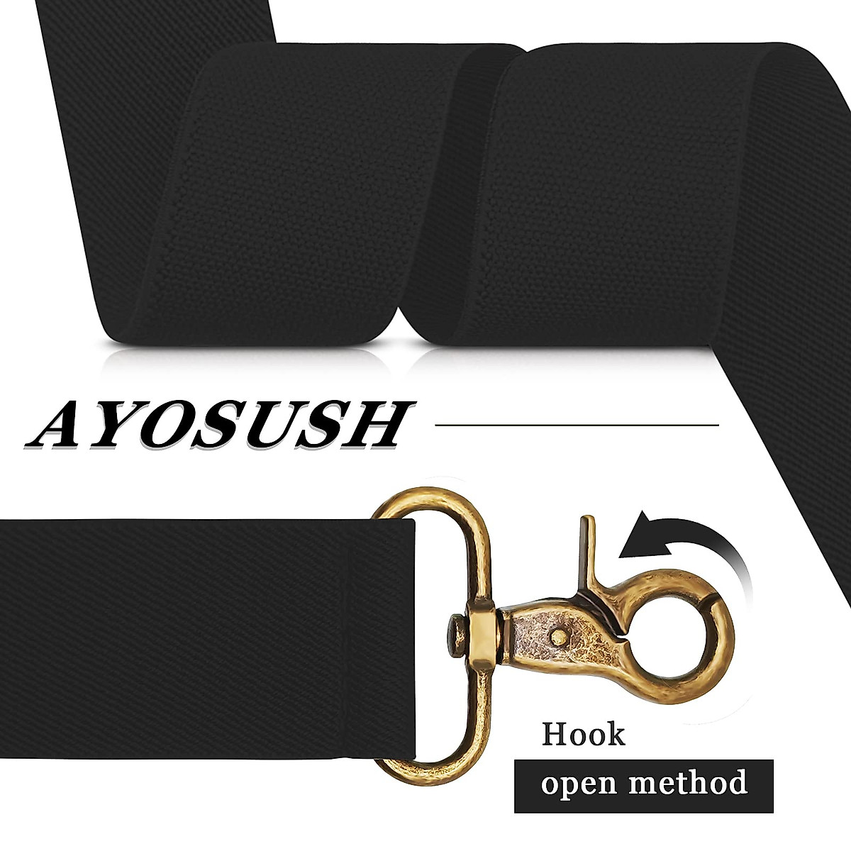 AYOSUSH Suspenders for Men Swivel Snap Hooks Black Elastic Formal Heavy Duty Braces Big And Tall