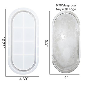 Large Oval Tray Molds for Concrete Oval Silicone Molds for Resin Dish Bathroom Vanity Tray DIY Crafts, 9.5x4x0.78 Inch, 2 Pack