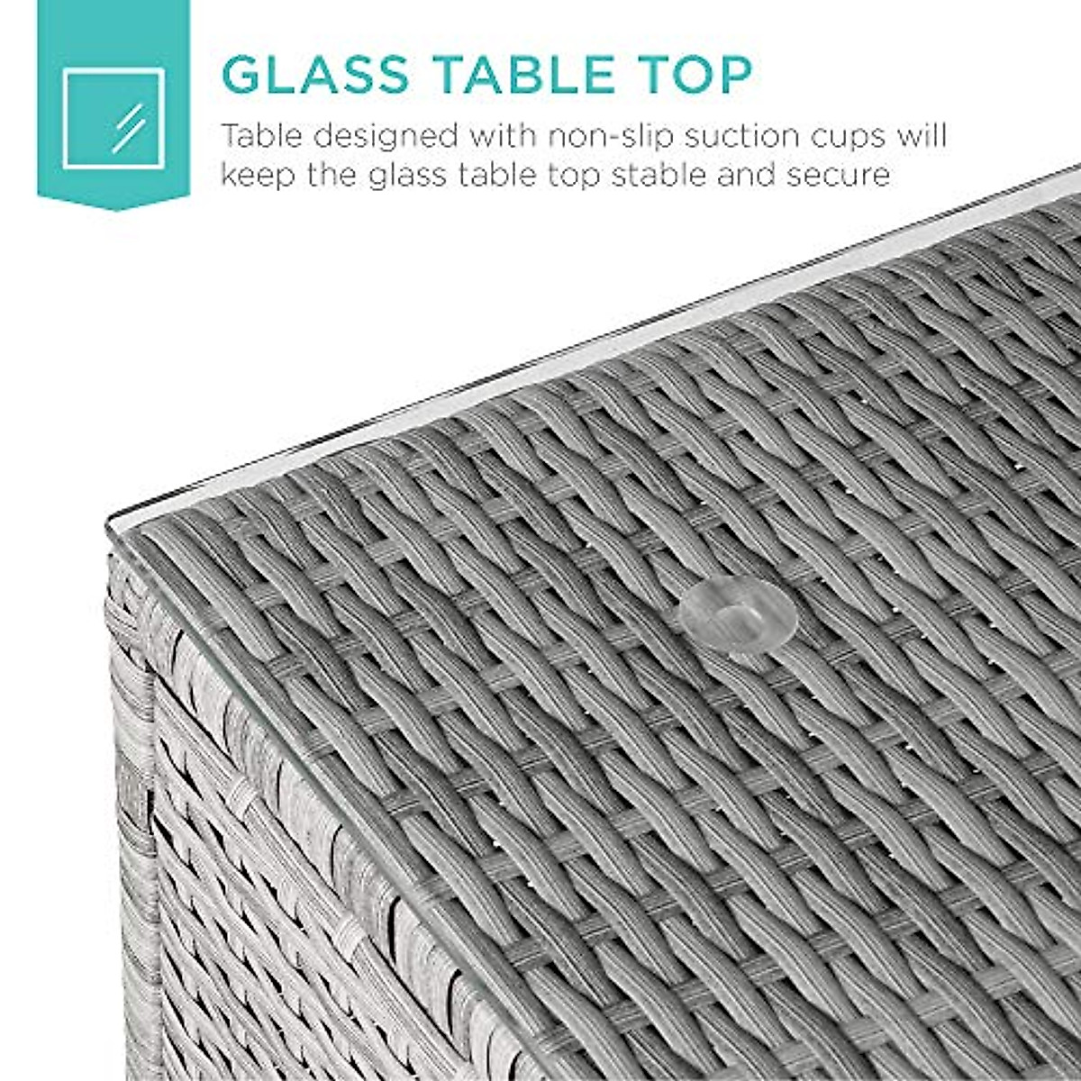 Best Choice Products 5-Piece Modular Conversation Set, Outdoor Sectional Wicker Furniture for Patio, Backyard, Garden w/ 3 Chairs, Ottoman Chair, 2 Pillows, 6 Seat Clips, Coffee Table - Gray/Navy