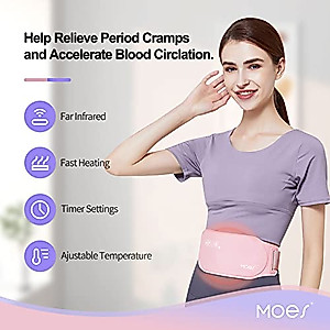 MOES HEALTH Heating Pad for Cramps, Menstrual Portable Heating Pad for Women and Girls, 3 Heat Levels and 5 Massage Modes, Gifts for Women