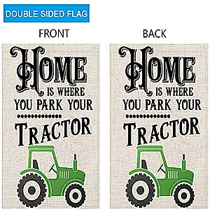 ZJXHPO Home Is Where You Park Your Tractor Garden Flag Funny Yard Outdoor Decorative Double Sided (Home Park Tractor)