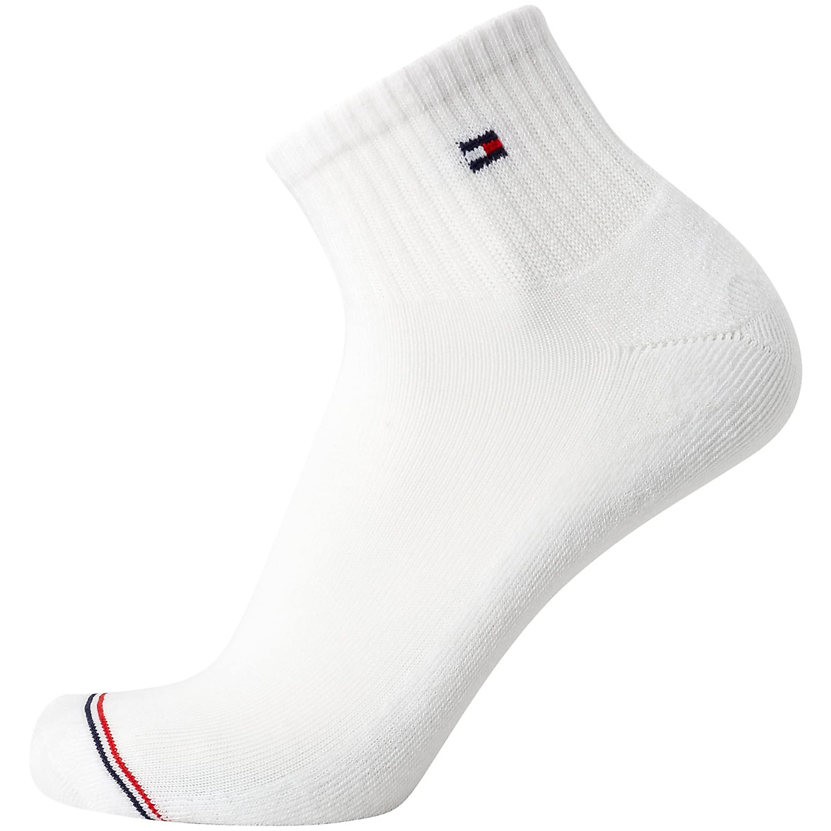 Tommy Hilfiger Men's Quarter Socks - 12 Pack Soft Cushion Athletic Ankle Socks for Men - Breathable Men's Sports Socks, Size 7-12, Solid White