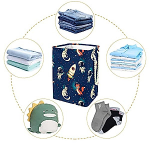 Laundry Hamper Astronaut and Cosmic Pattern Collapsible Laundry Baskets Firm Washing Bin Clothes Storage Organization for Bathroom Bedroom Dorm
