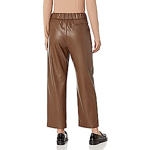 The Drop Women's Theor Vegan Leather Trouser, Coffee Bean, M