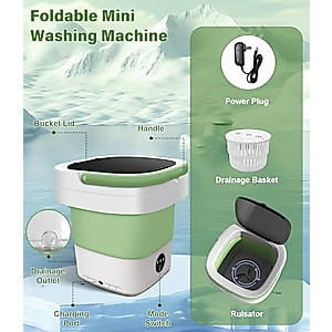 13L Portable Washing Machine, Mini Portable Washer with Spin Dryer, 3 Modes Deep Cleaning for Baby Clothes Socks Underwear or Small Items, small Washing Machine suitable for Apartment,RV Travel Green