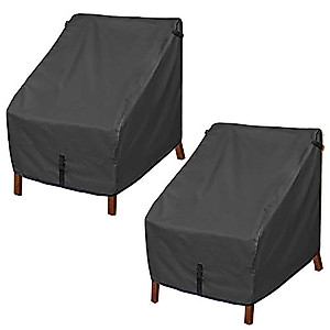 Porch Shield Patio Chair Covers -Waterproof Outdoor Lounge Deep Seat Single Lawn Chair Cover 2 Pack - 30W x 33D x 34H inch, Black